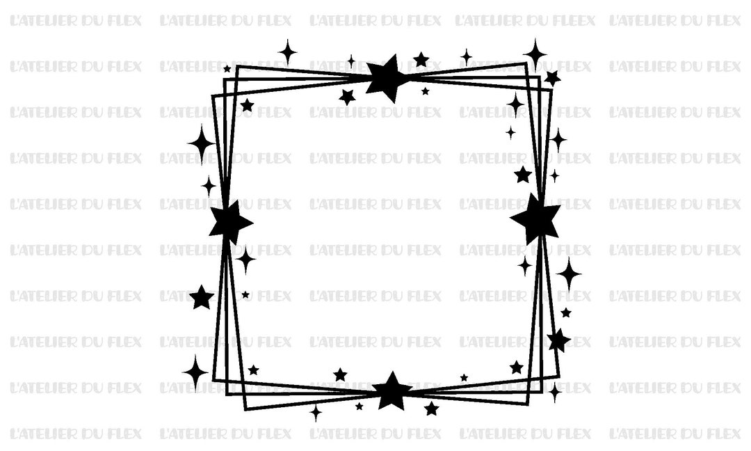 Flocking Triple Star Square Frame Glittering Iron-on Sizes and Colors ...