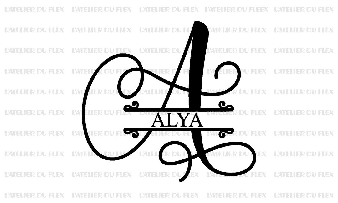 Flocking Monogram Capital Initial First Name Flex Iron-on Sizes and ...