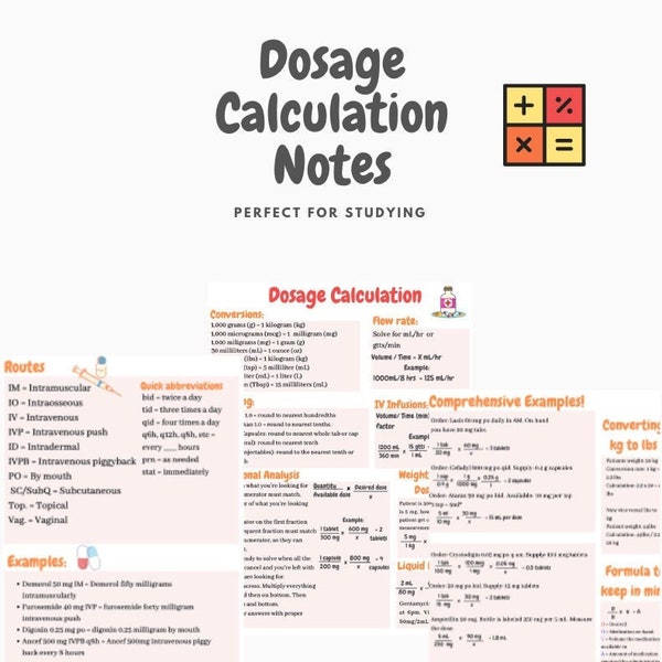 Medication Calculation Guide - Etsy Medication Calculation Guide - Etsy