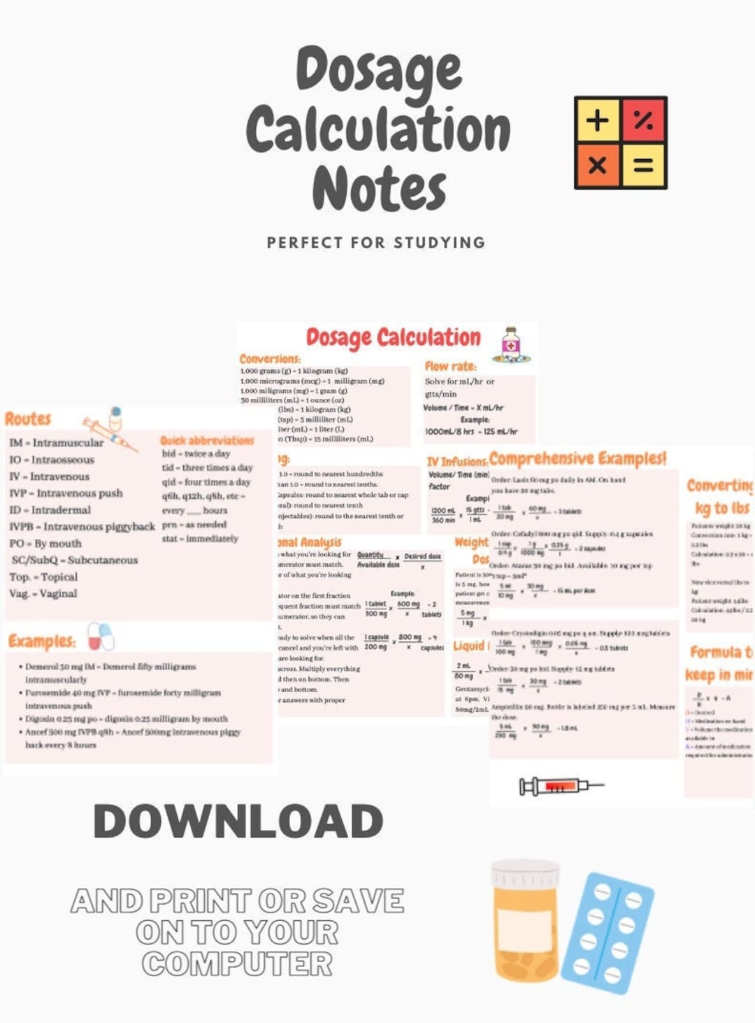 Medication Dosage Calculation Nursing Study Guide, PDF, Download ...