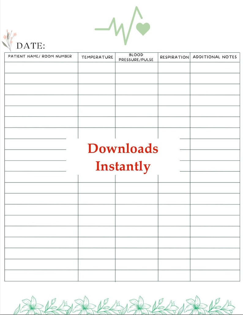 RN Medical Chart Sheet - Etsy