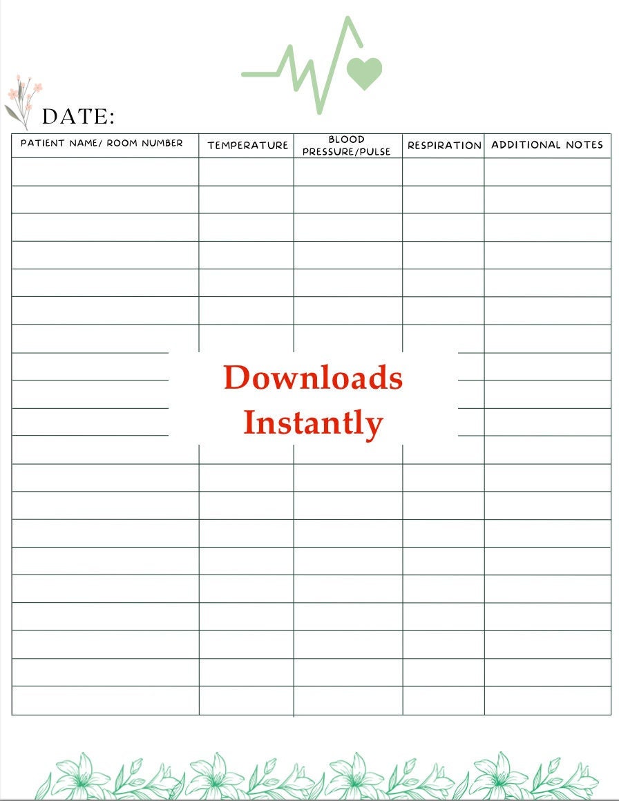 RN Medical Chart Sheet - Etsy