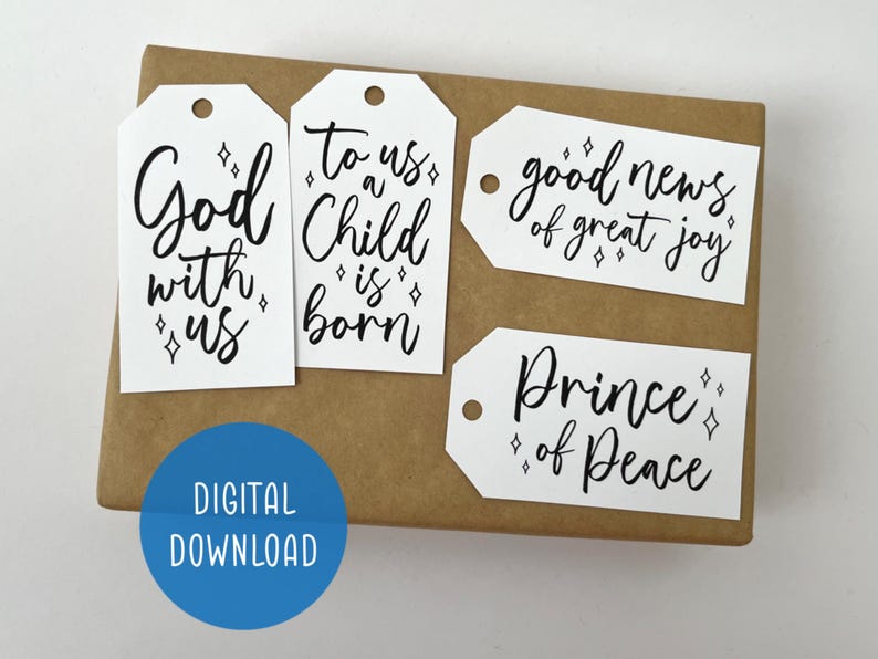 Printable Christian Christmas Gift Tags | God With Us | to Us a Child ...
