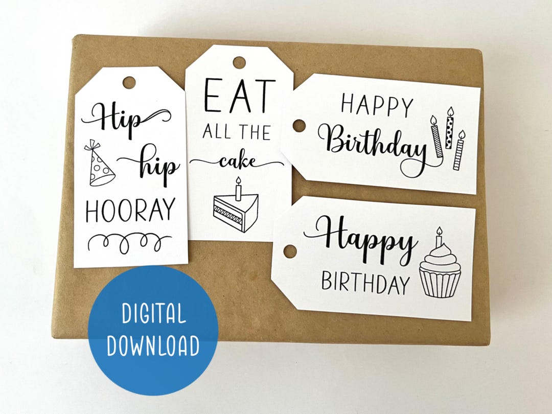 Printable Birthday Gift Tag Bundle | Set of 4 Designs | Digital ...