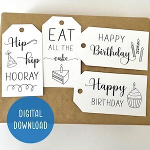 Printable Birthday Gift Tag Bundle | Set of 4 Designs | Digital ...