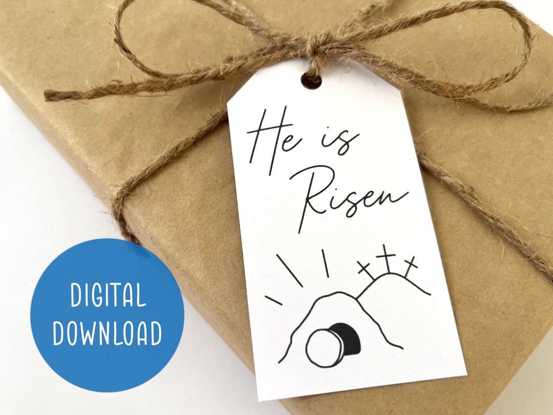 Printable He is Risen Gift Tag Christian Easter Gift Tag Happy Easter ...