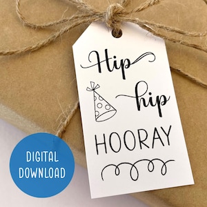 Printable Birthday Gift Tag | Hip Hip Hooray | Digital Download ...