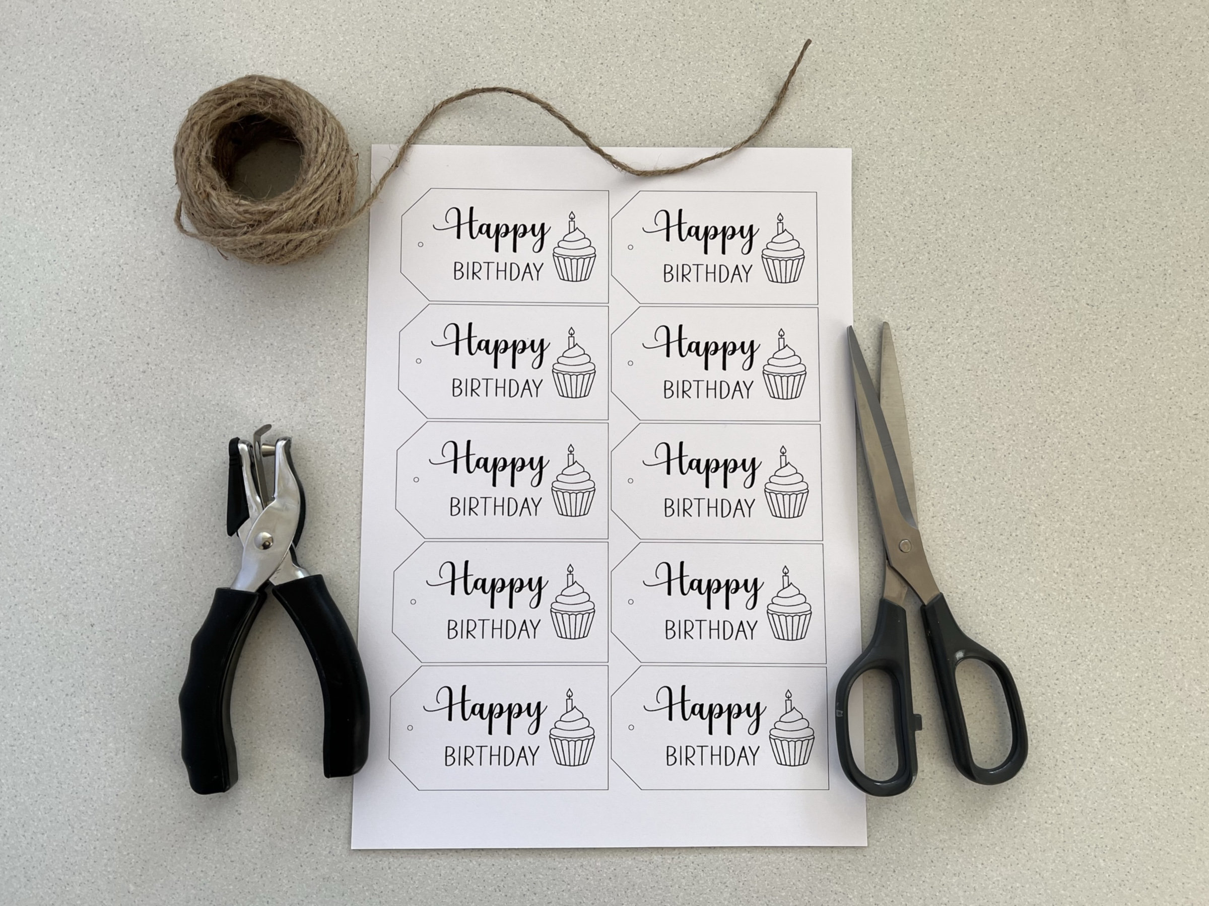 Printable Happy Birthday Gift Tag Digital Download Cute Cupcake Design ...