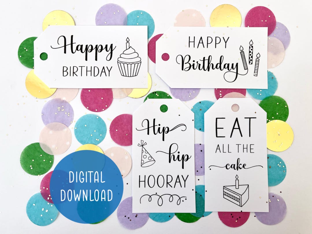 Printable Birthday Gift Tag Bundle | Set of 4 Designs | Digital ...
