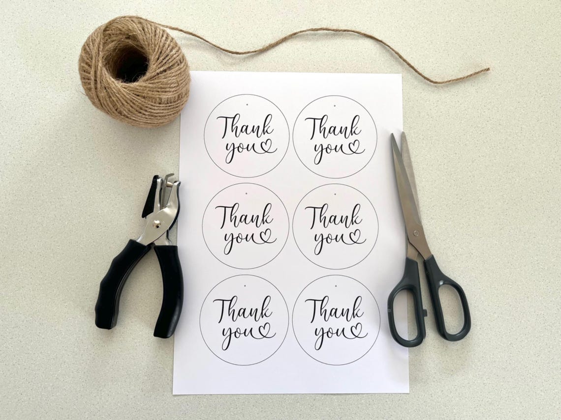 Printable Circle Thank You Gift Tag | Digital Download | Simple Modern ...