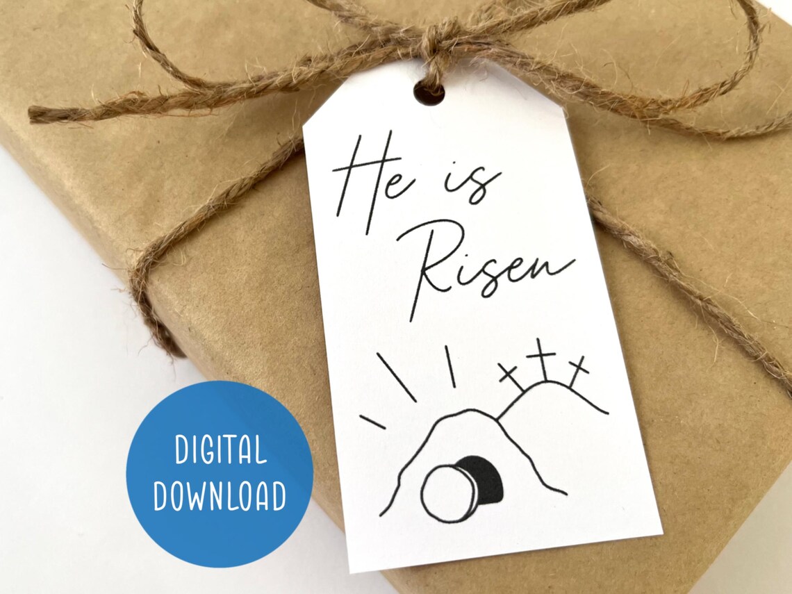 Printable He is Risen Gift Tag | Christian Easter Gift Tag | Happy ...