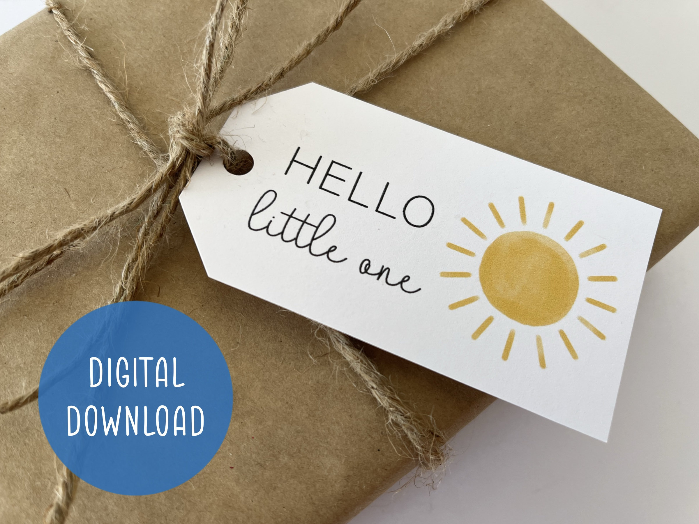 Printable Newborn Baby Gift Tag Digital Download Hello Little One Baby ...