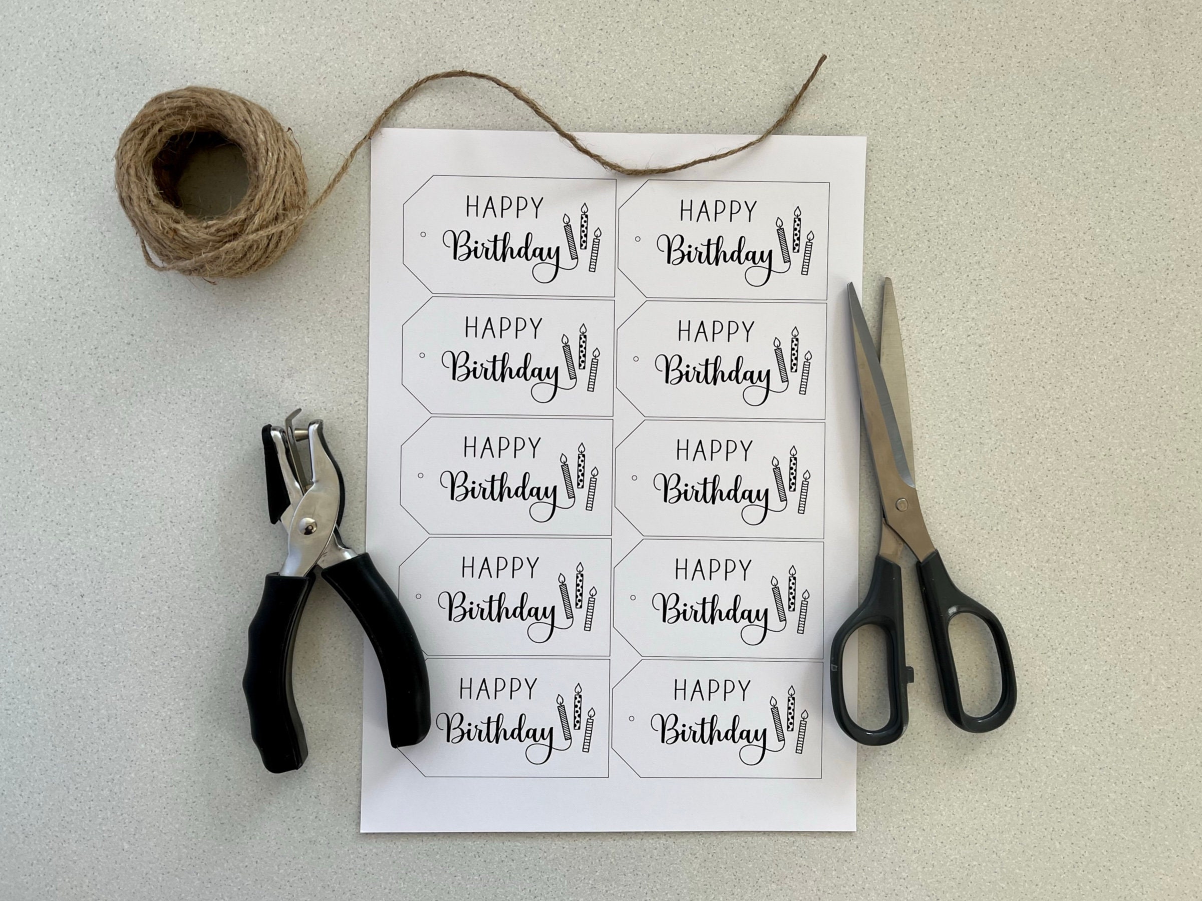 Printable Happy Birthday Gift Tag Digital Download Simple Candle Design ...