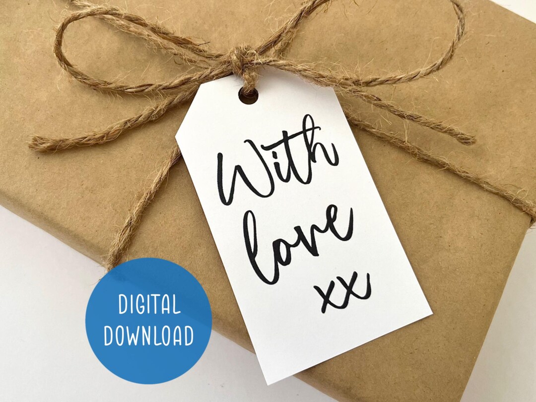 Printable With Love Gift Tag | Digital Download | Simple and Modern ...