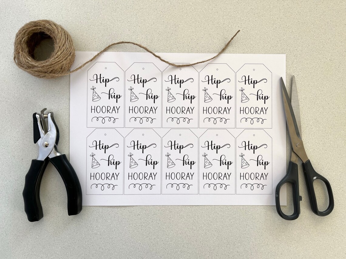 Printable Birthday Gift Tag Hip Hip Hooray Digital - Etsy