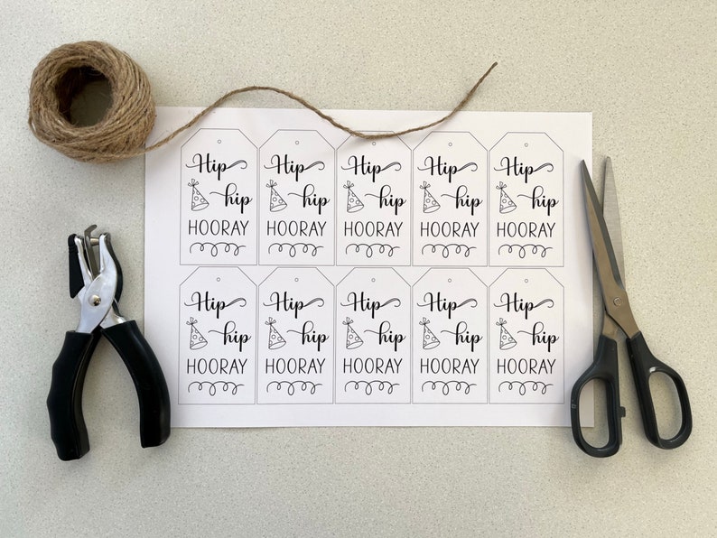 Printable Birthday Gift Tag | Hip Hip Hooray | Digital Download ...