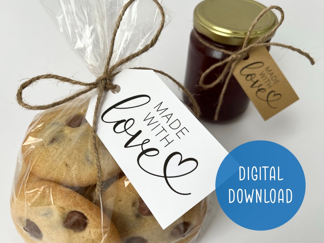 Printable Made With Love Gift Tag Digital Download Label for Handmade ...