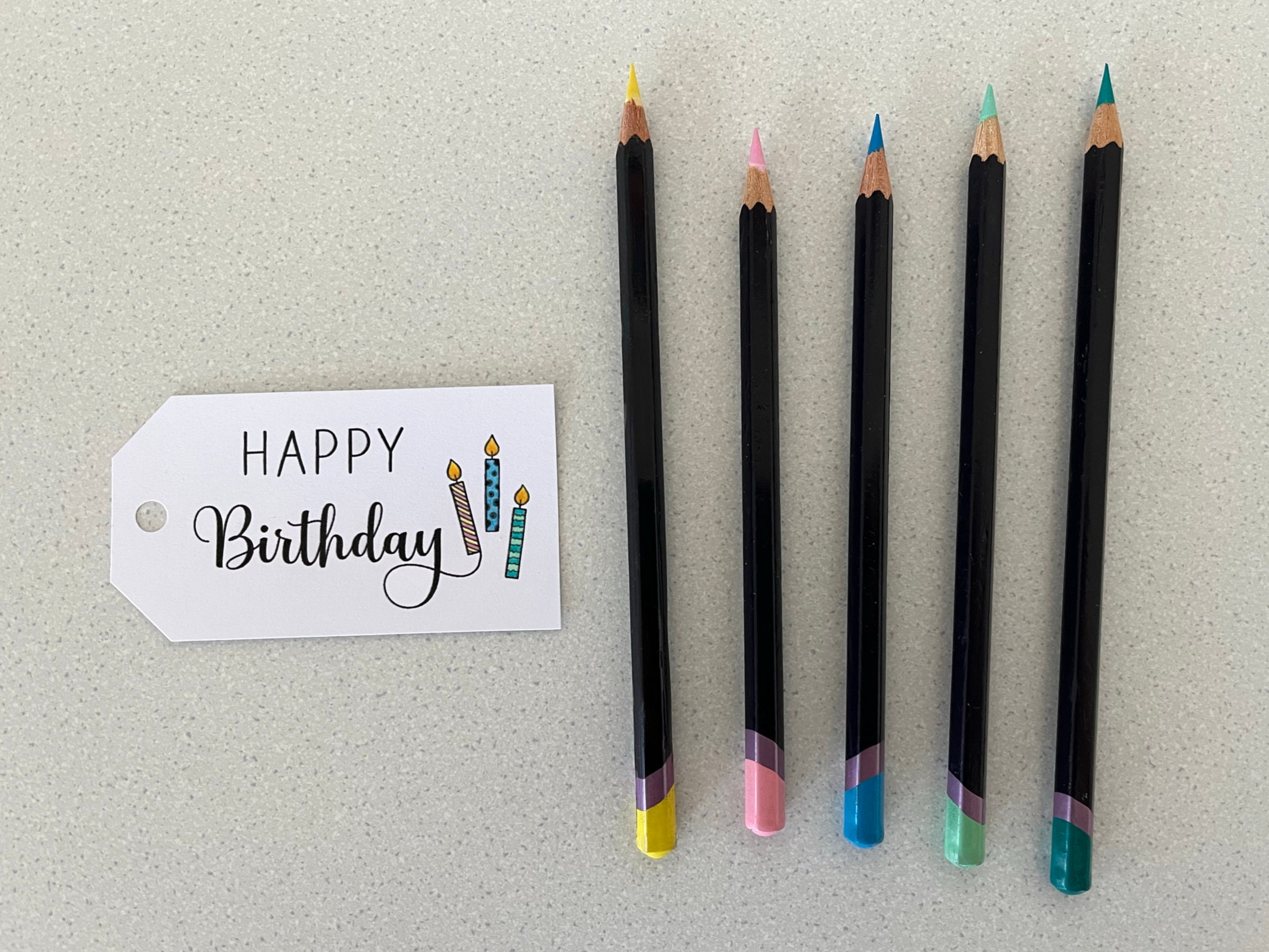 Printable Happy Birthday Gift Tag Digital Download Simple Candle Design ...