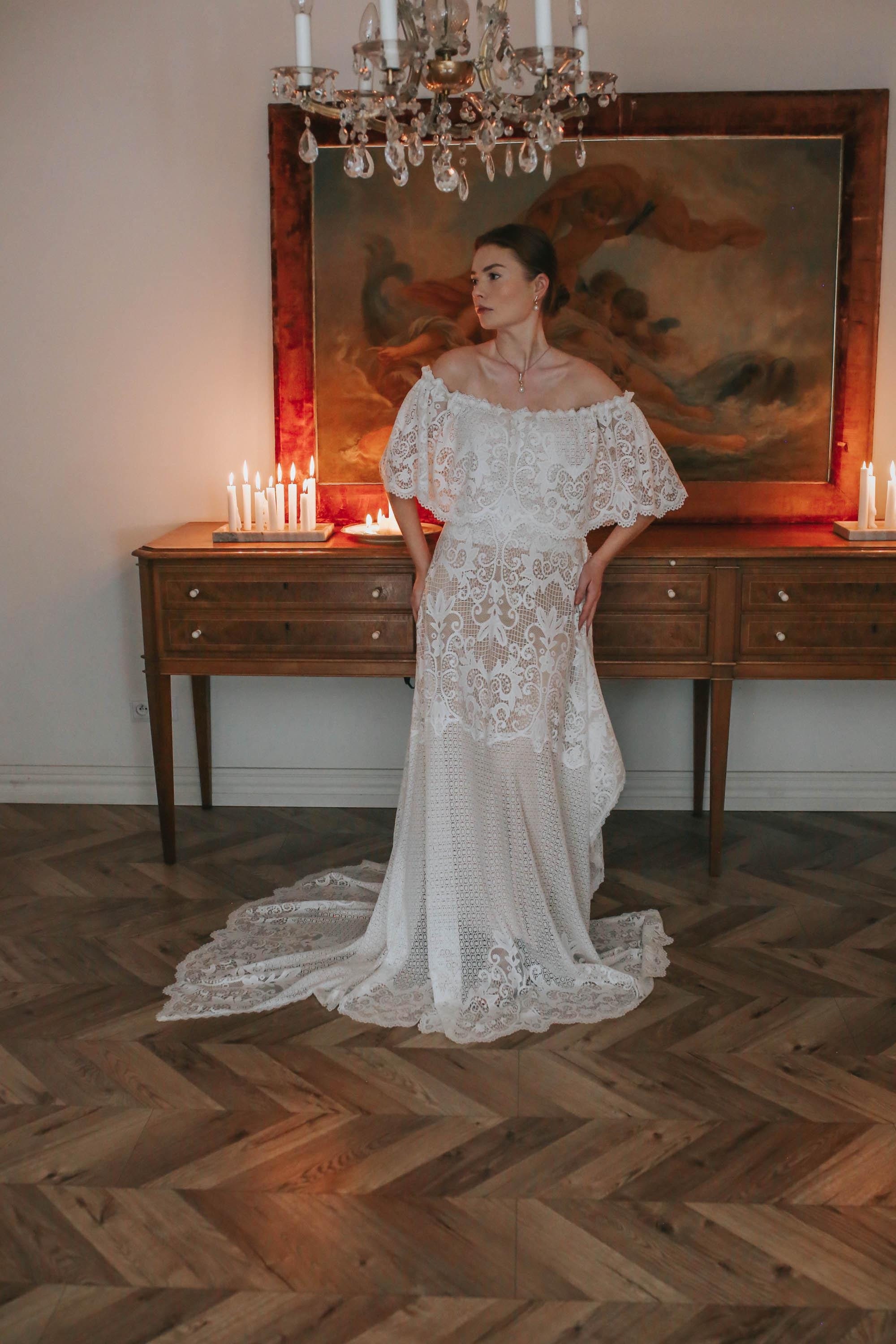 Spanish Style Wedding Dress, Elopement Wedding Dress, Bohemian Wedding ...