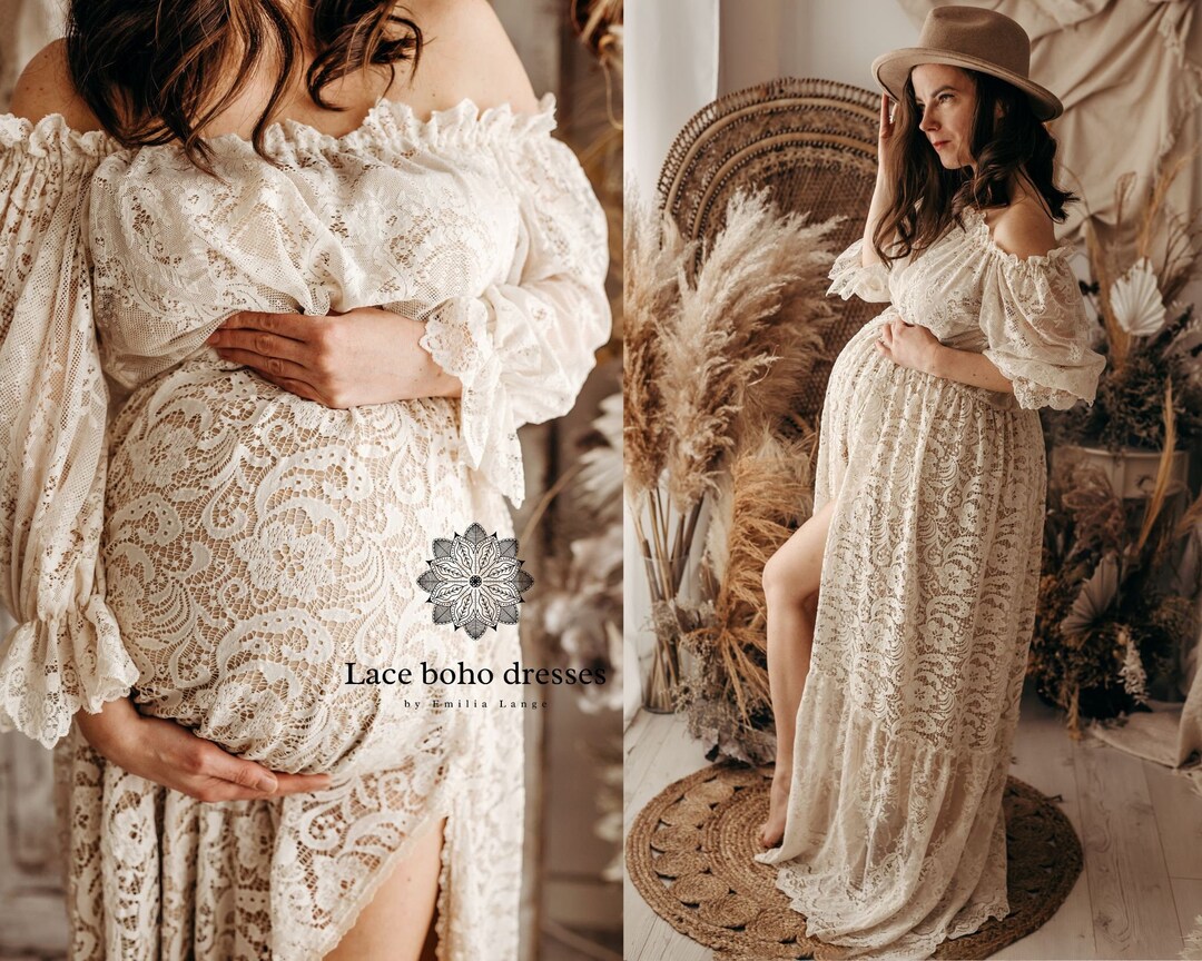 Maternity Dress, Lace Boho Dress | Lace Vintage Dress for the Maternity ...
