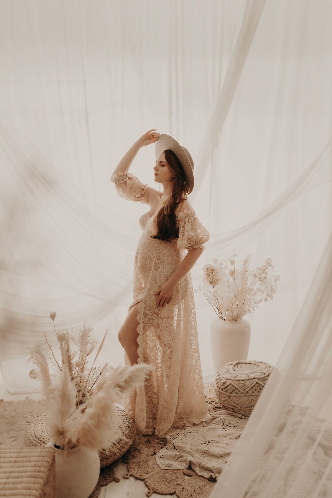 Corset Maternity Dress/ Photo Prop Dress/ Maternity Dress, Boho Dress ...