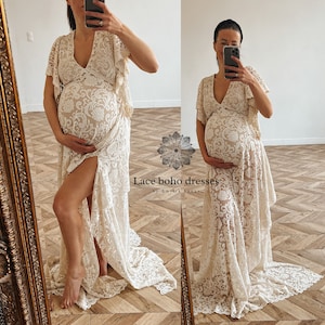 Lace Boho Dress, Bohemian Maternity Dress, Maternity Boho Dress, Boho ...