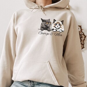 Custom Cat Hoodie, Personalized Cat Face Sweatshirt, Gift for Cat Mom ...