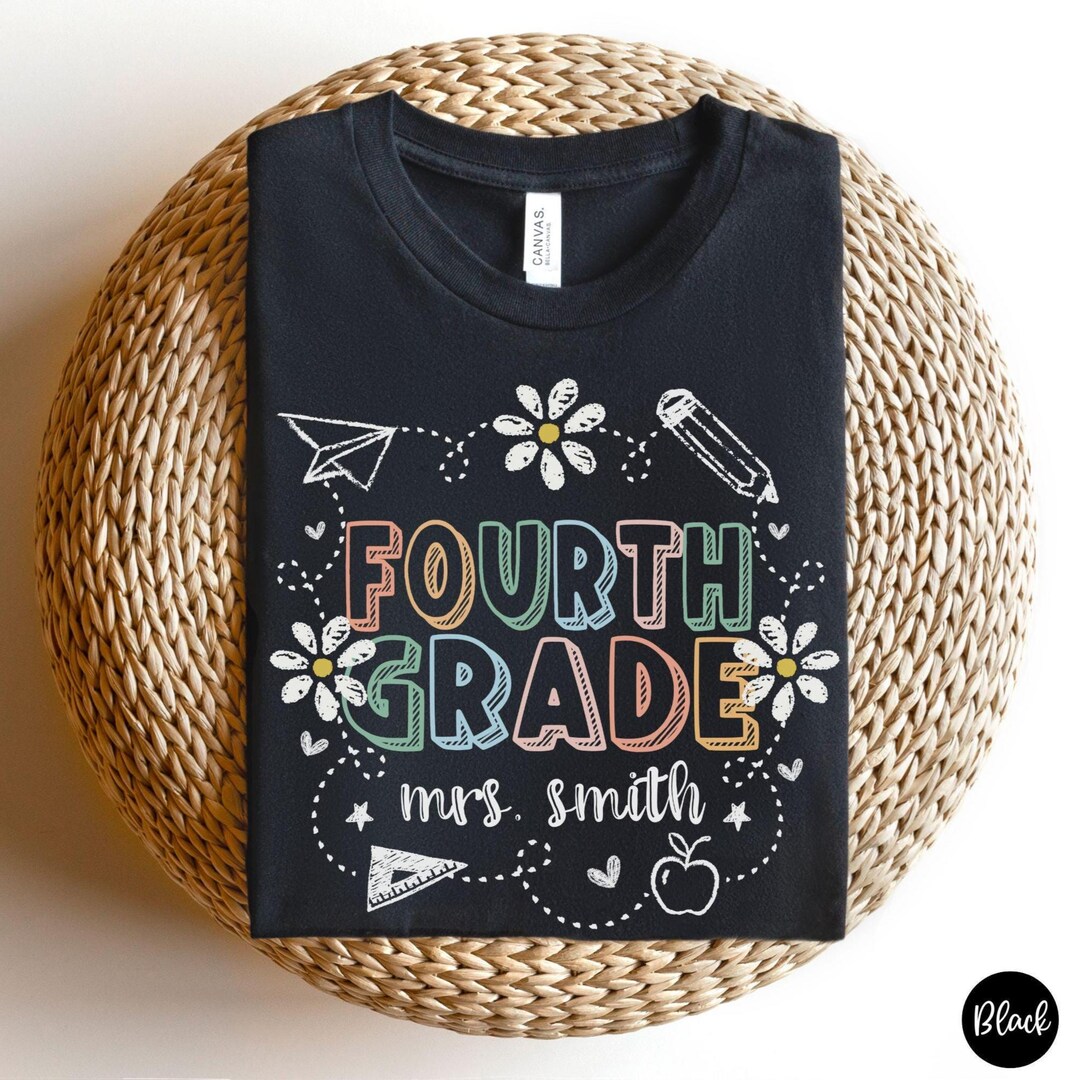 Custom Fourth Grade Shirt, Retro 4th Grade Teacher Tshirt, 4th Grade ...