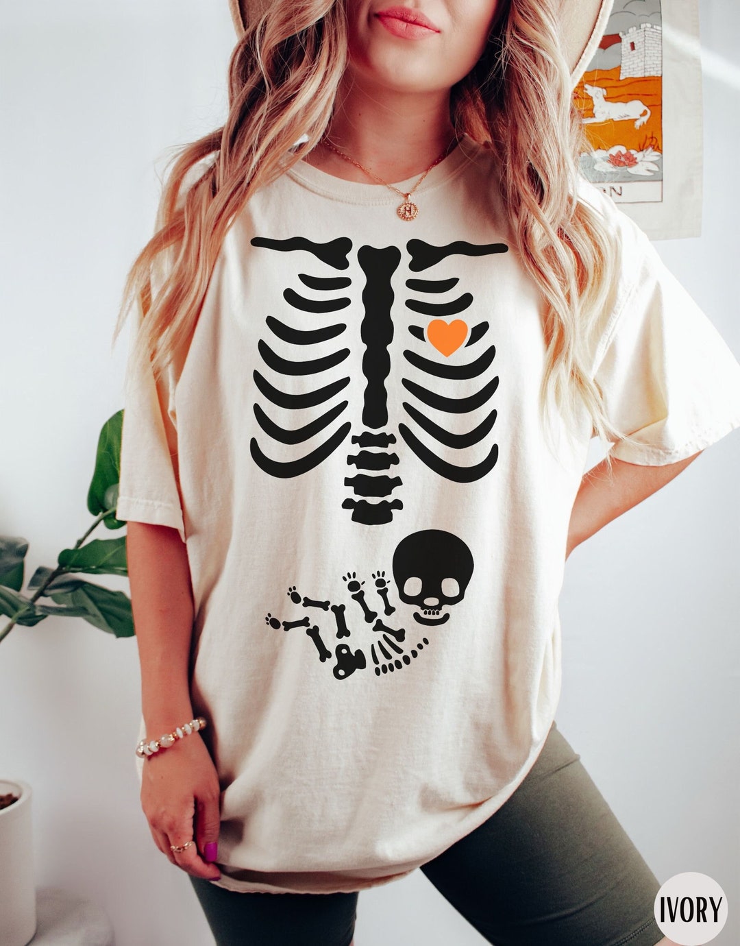 Skeleton Halloween Maternity Shirt, Funny Pregnancy Announcement Tshirt ...