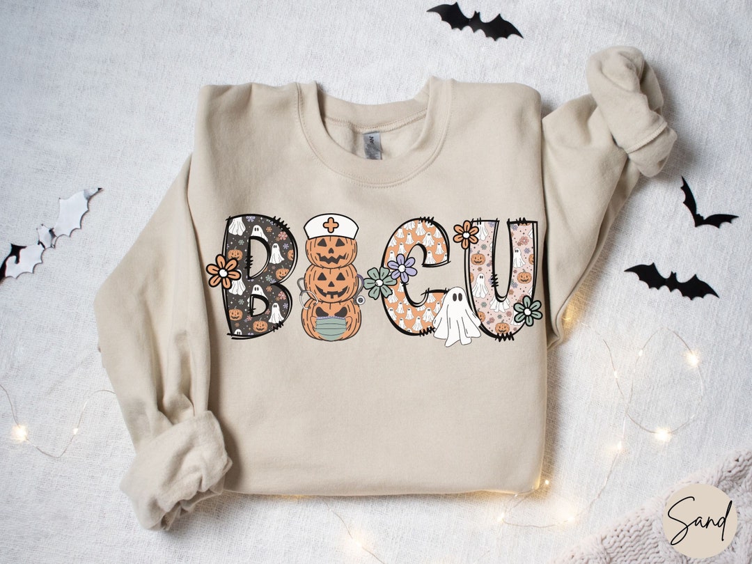 Burn ICU Halloween Sweatshirt, Burn Intensive Care Unit Nurse Fall Gift ...