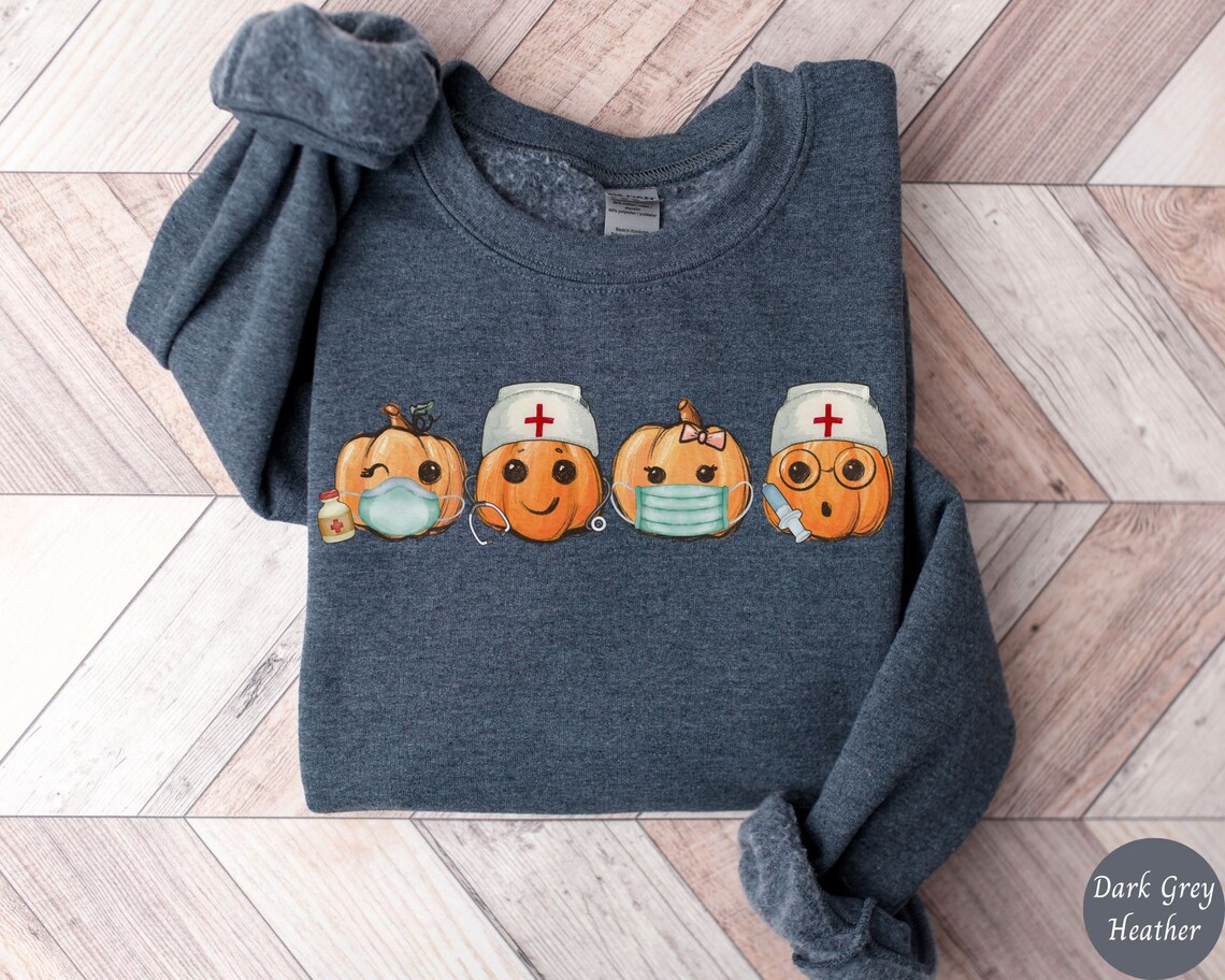 Pumpkin Nurse Halloween Sweatshirt, Fall Nursing Shirt, Spooky Season ...