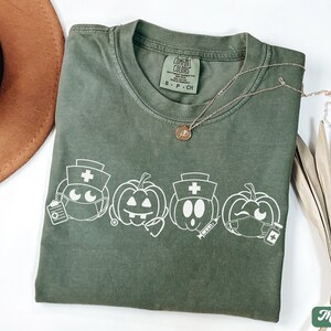 Comfort Colors® Pumpkin Nurse Shirt, Cute Halloween Nurse T-shirt ...
