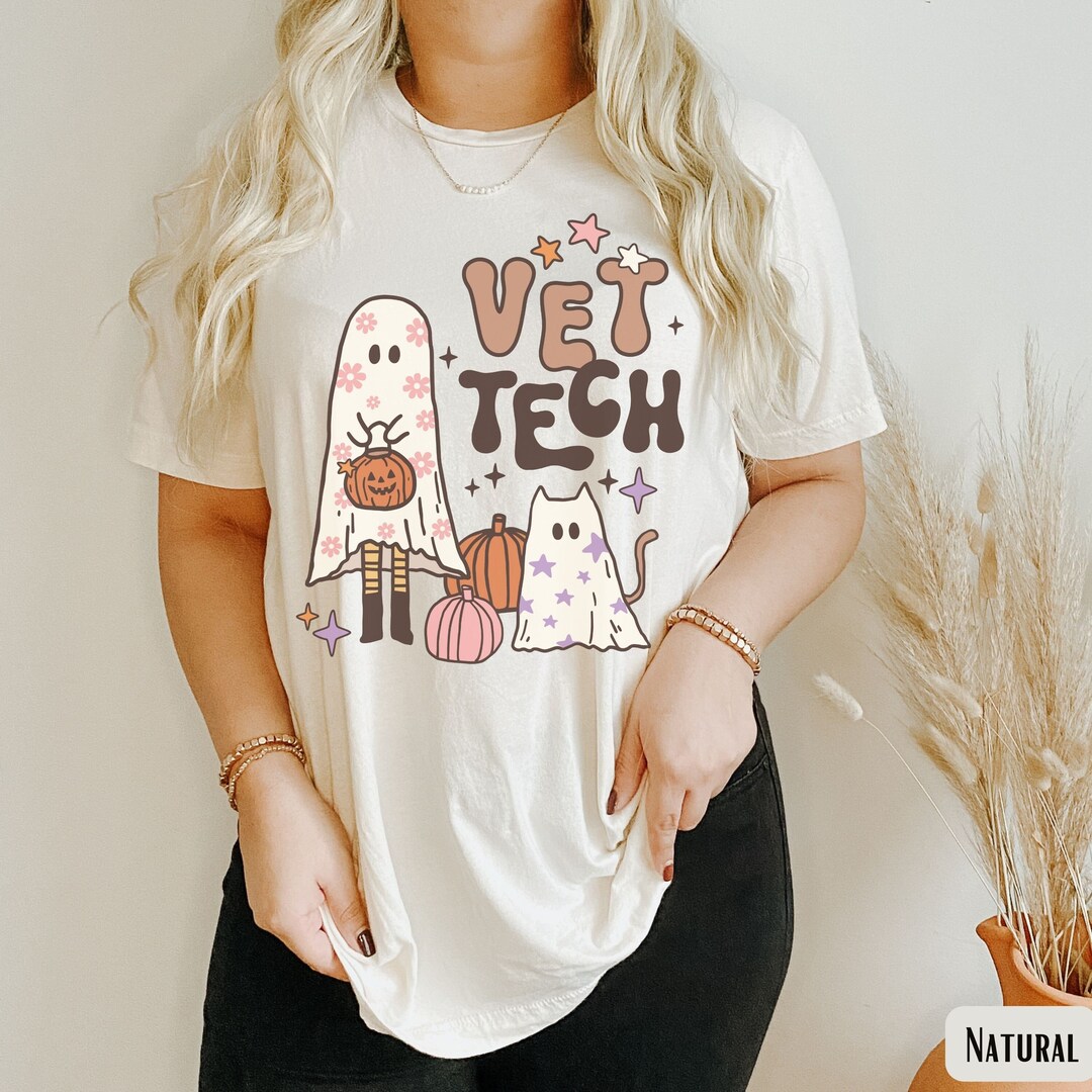Retro Vet Tech Halloween Shirt, Cute Veterinary Technician Shirt ...