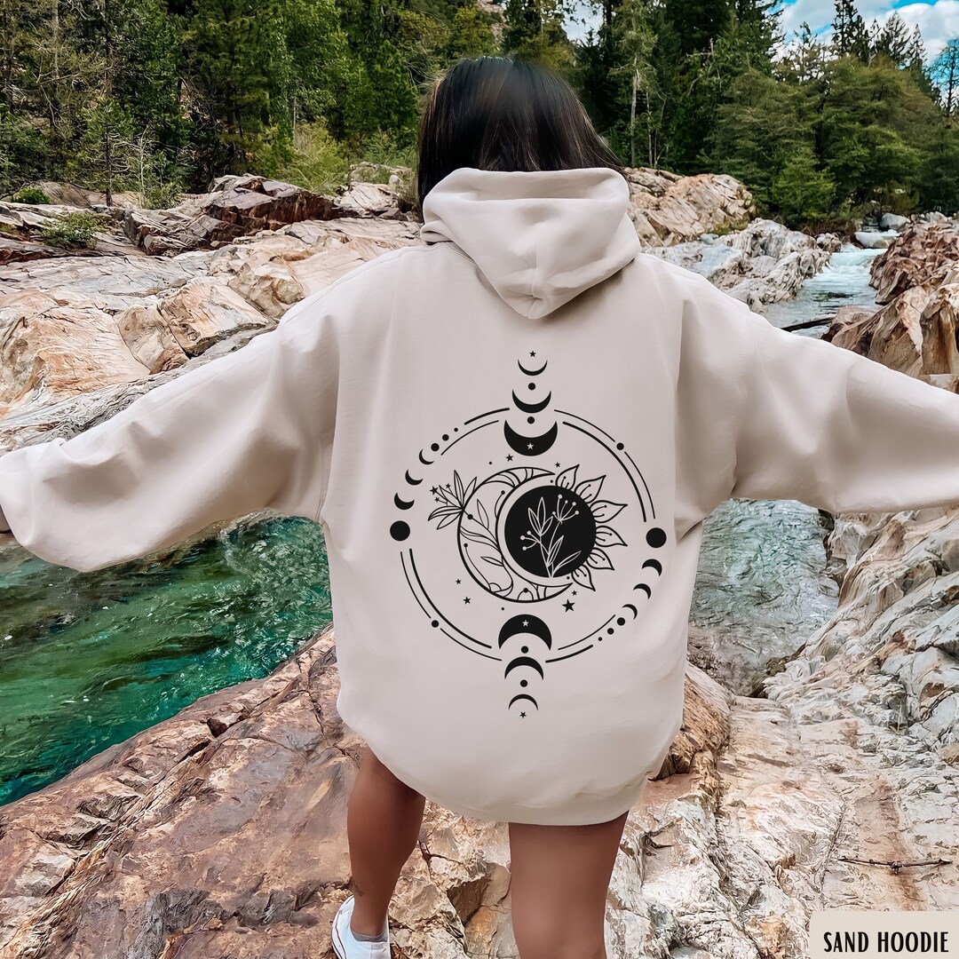 Sun and Moon Hoodie, Mystical Moon Phase Shirt, Celestial Sweatshirt ...