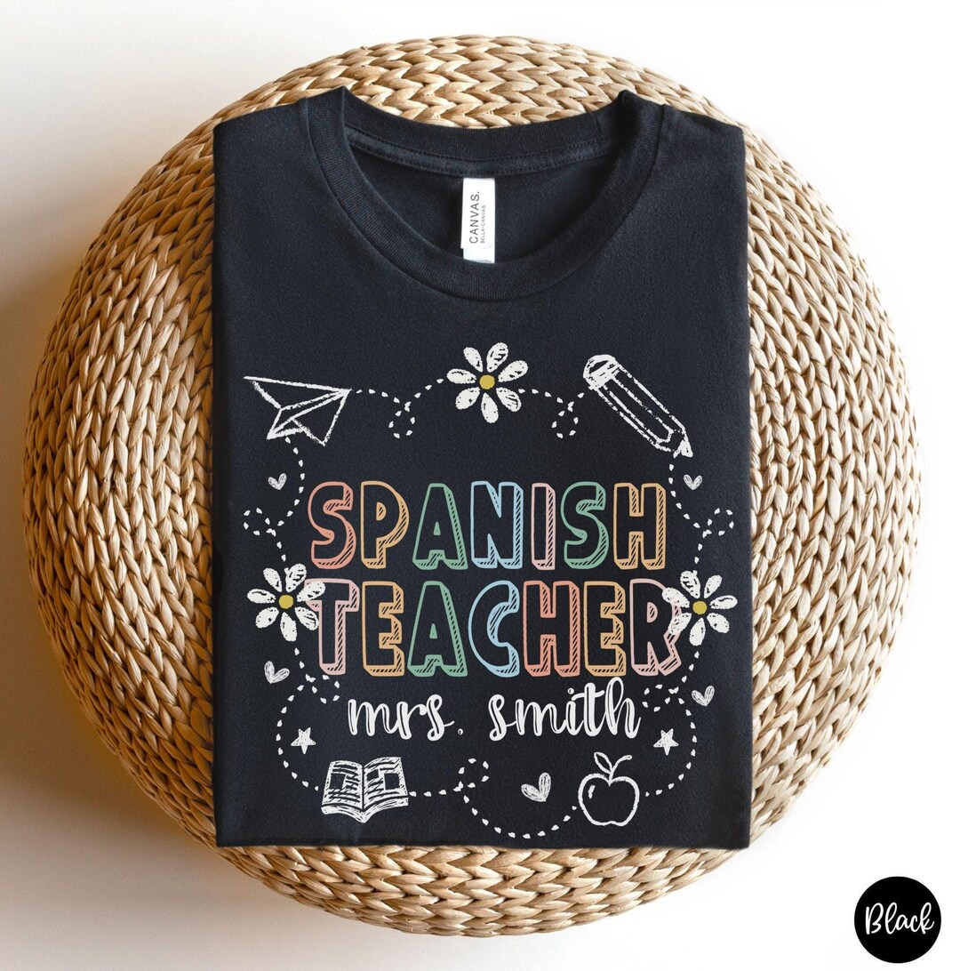 Custom Spanish Teacher Shirt, Retro Maestra Shirt, Dual Language Crew ...