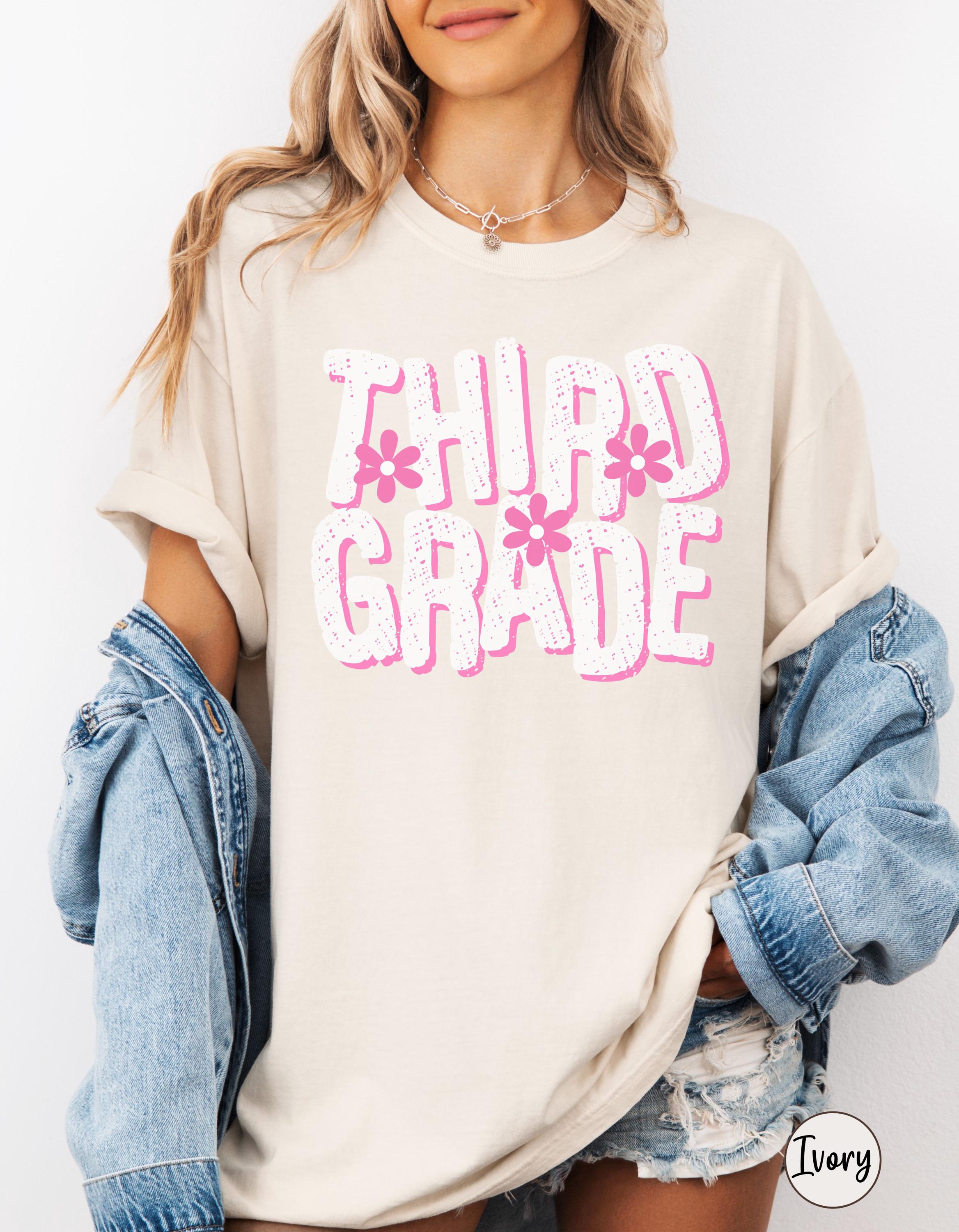 Retro Floral Third Grade Shirt, Third Grade Teacher Shirt, 3rd Grade ...
