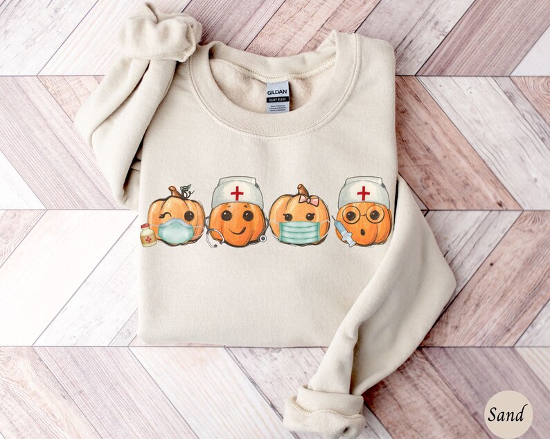 Pumpkin Nurse Halloween Sweatshirt, Fall Nursing Shirt, Spooky Season ...