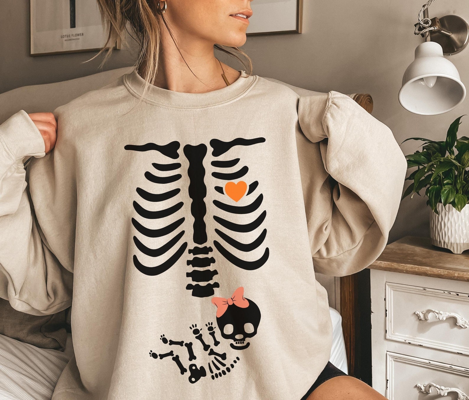 Skeleton Halloween Maternity Sweatshirt, New Baby Girl Pregnancy ...