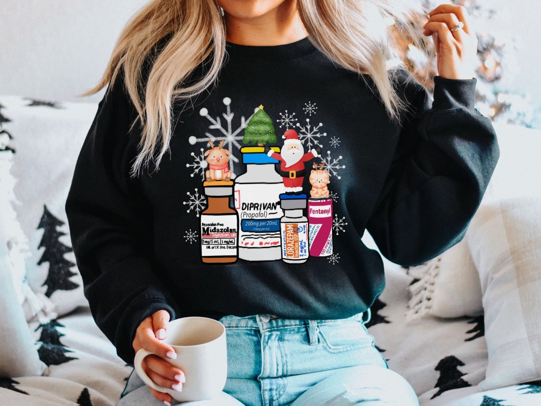 Funny CRNA Nurse Christmas Sweatshirt, Propofol Anesthesia Shirt, ER Ed ...