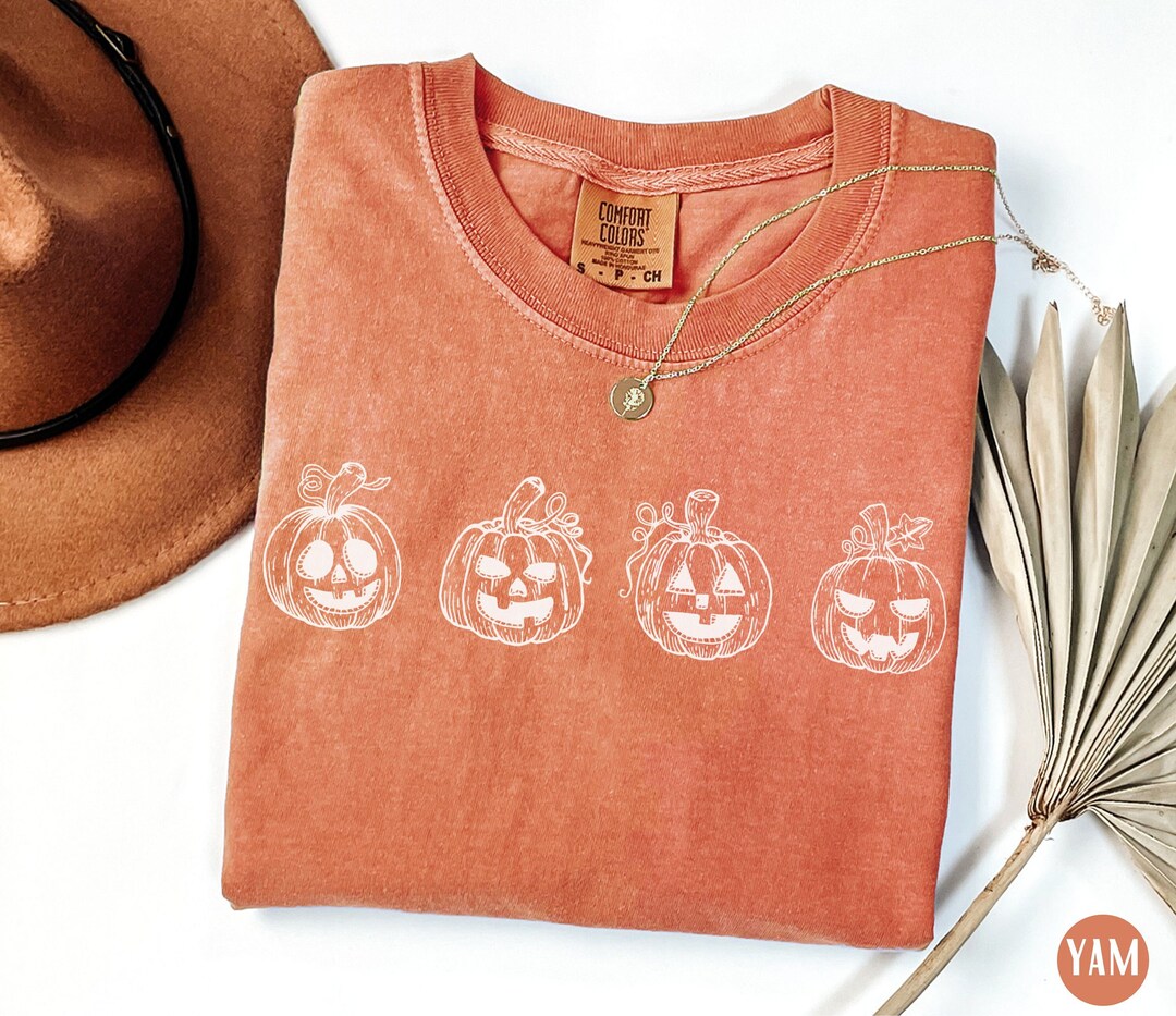 Comfort Colors® Halloween Pumpkin Shirt, Minimalist Halloween Tshirt ...