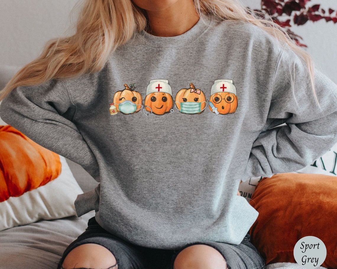 Pumpkin Nurse Halloween Sweatshirt, Fall Nursing Shirt, Spooky Season ...