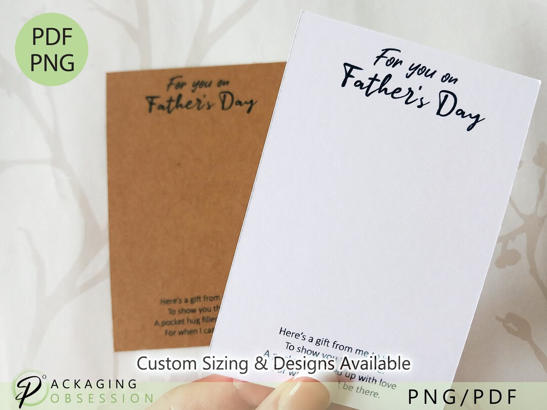 Father's Day Pocket Hug Card Printable, Custom Display Cards PDF ...