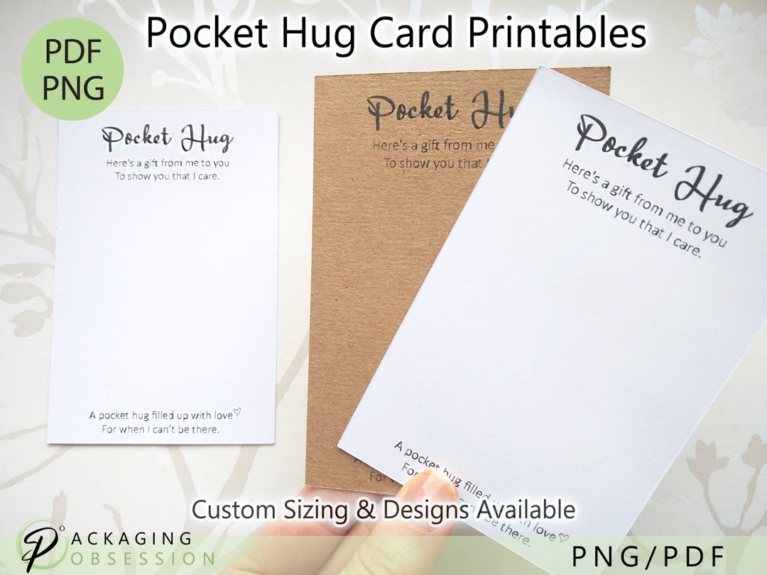 Pocket Hug Card Printable, Custom Display Cards PDF, Printed ...
