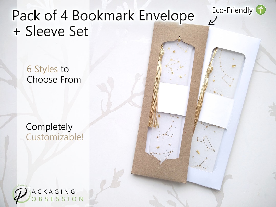 Pack of 4 Bookmark Envelope Sleeve Set Bookmark Box - Etsy
