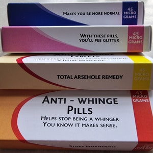 Joke Pill Boxes Gift Set X4 Fun Prank Medication Secret Santa Fill With ...