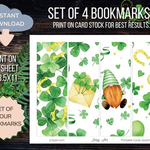 Saint Patrick's Day Printable Bookmarks, Four Leaf Clover, Lucky ...