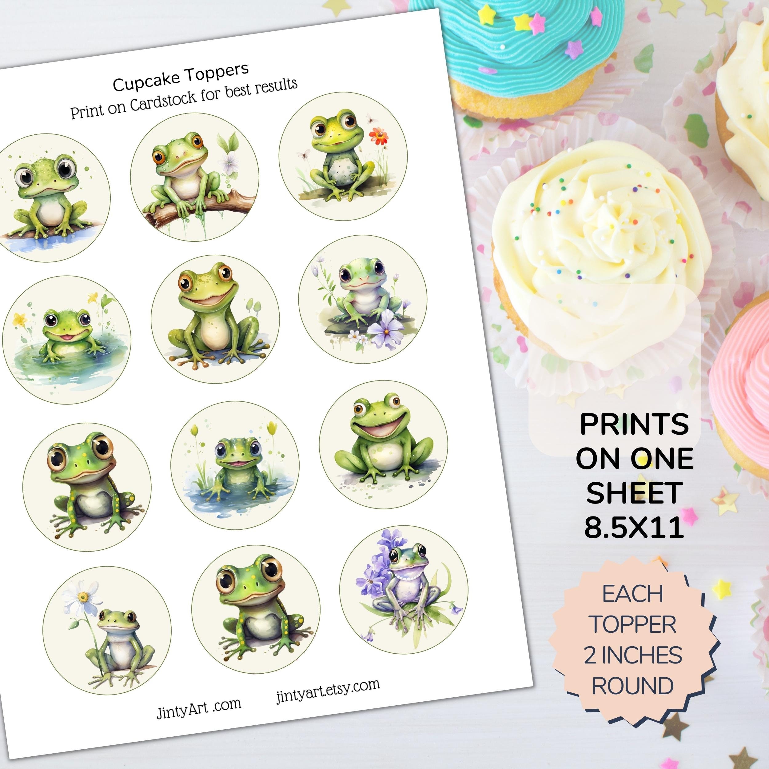 Printable Cute Frogs Cupcake Toppers. Set of 12 Fun Designs. Perfect ...