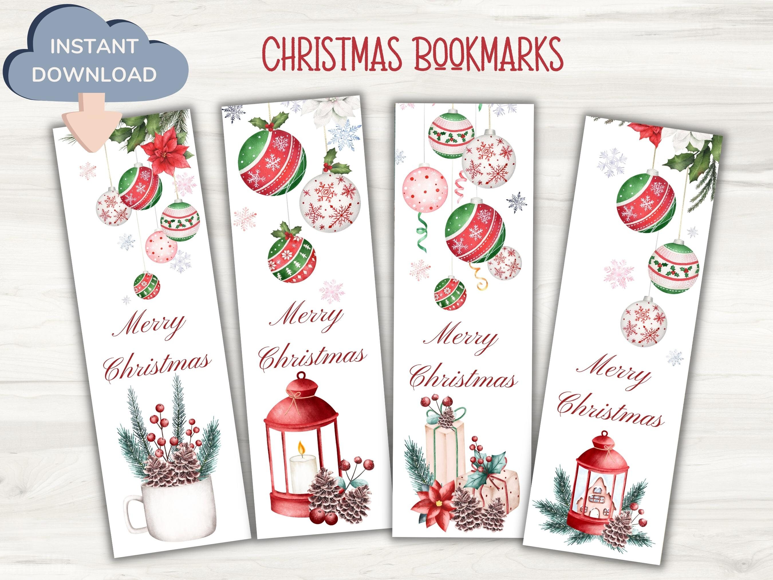 Christmas Printable Bookmarks Set of 4. Printable Christmas Bookmarks ...