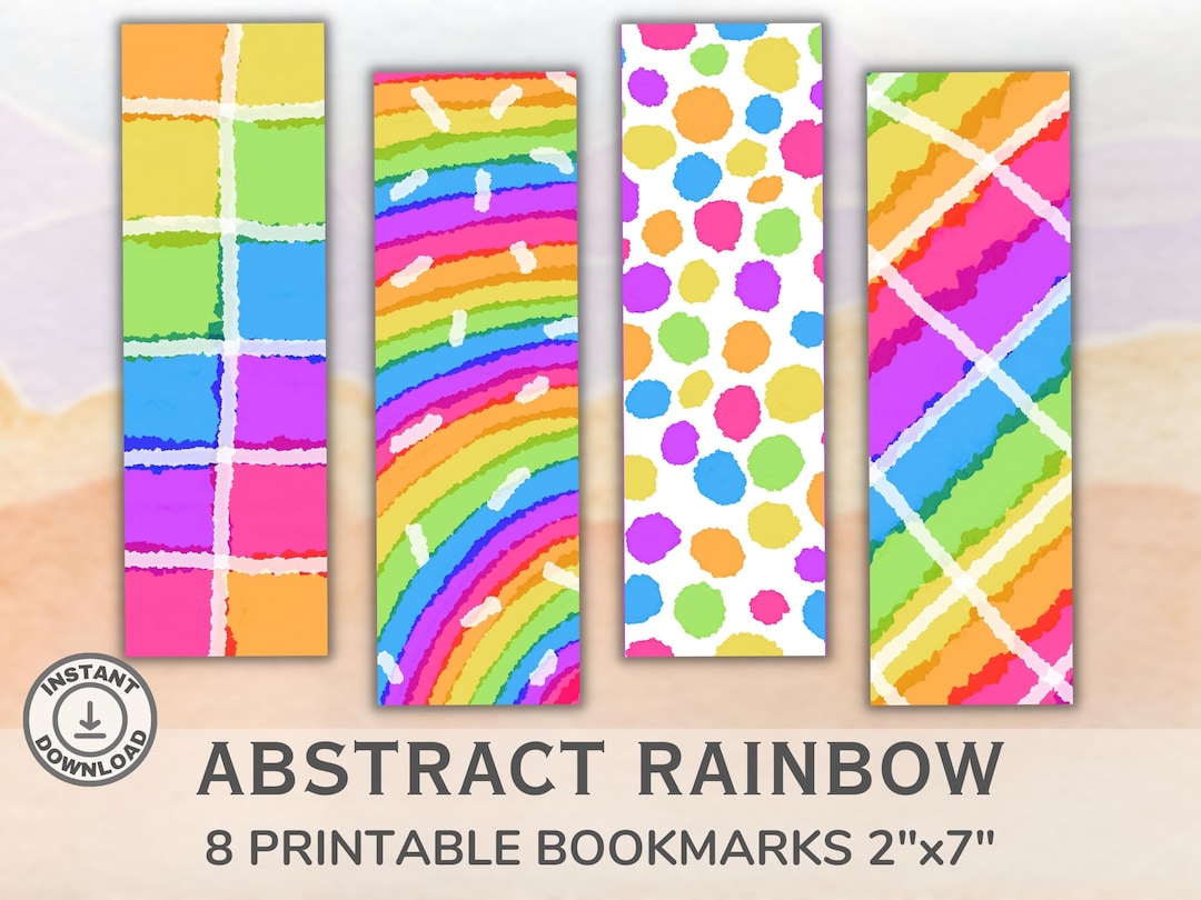 Printable Rainbow Bookmarks Set of 8. Watercolor Abstract Rainbows ...