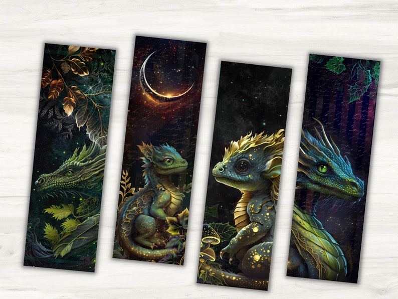 Dragon Printable Bookmarks Set of 4. Printable Dragon - Etsy